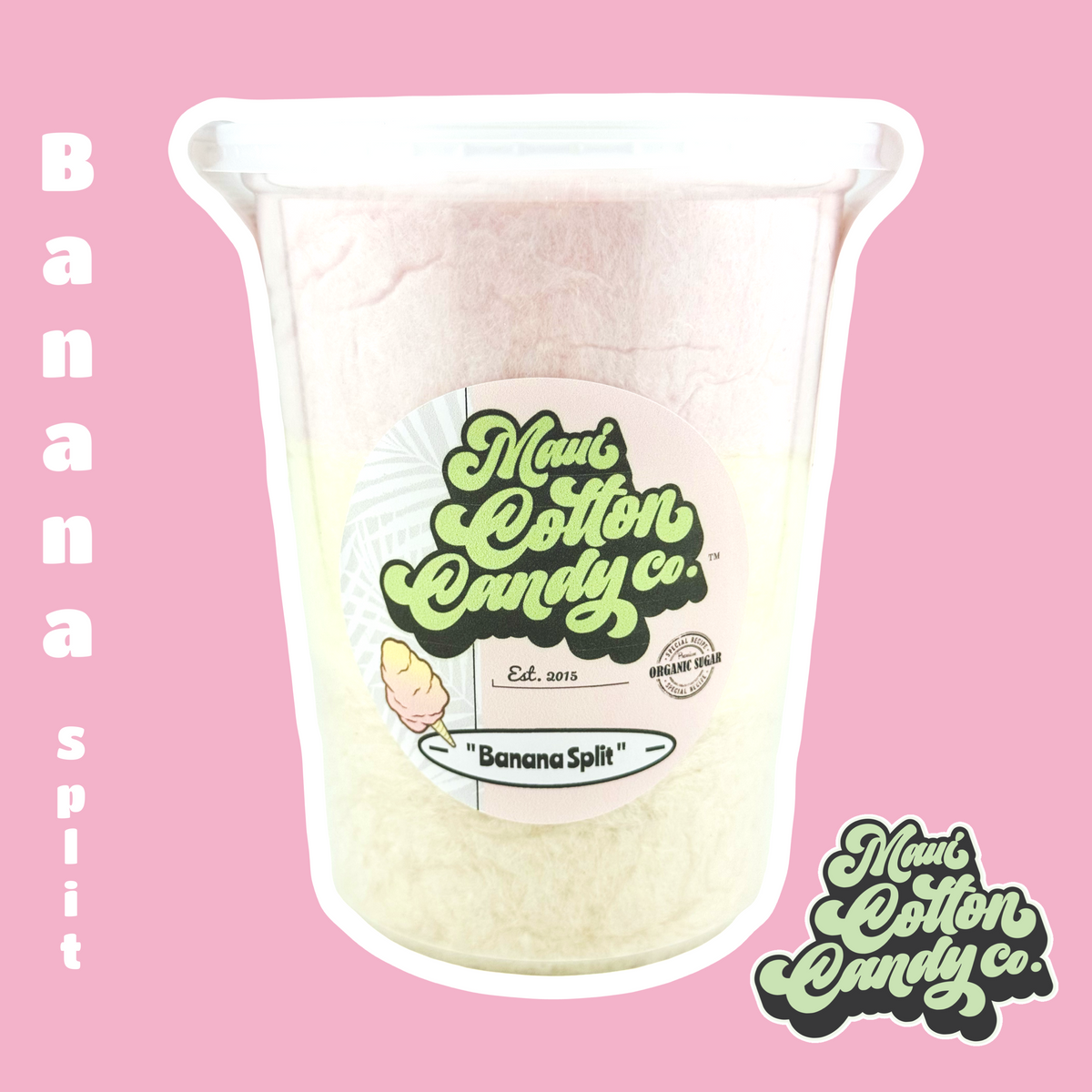 Banana Split Cotton Candy | 100% Organic Cane Sugar – Maui Cotton Candy Co.