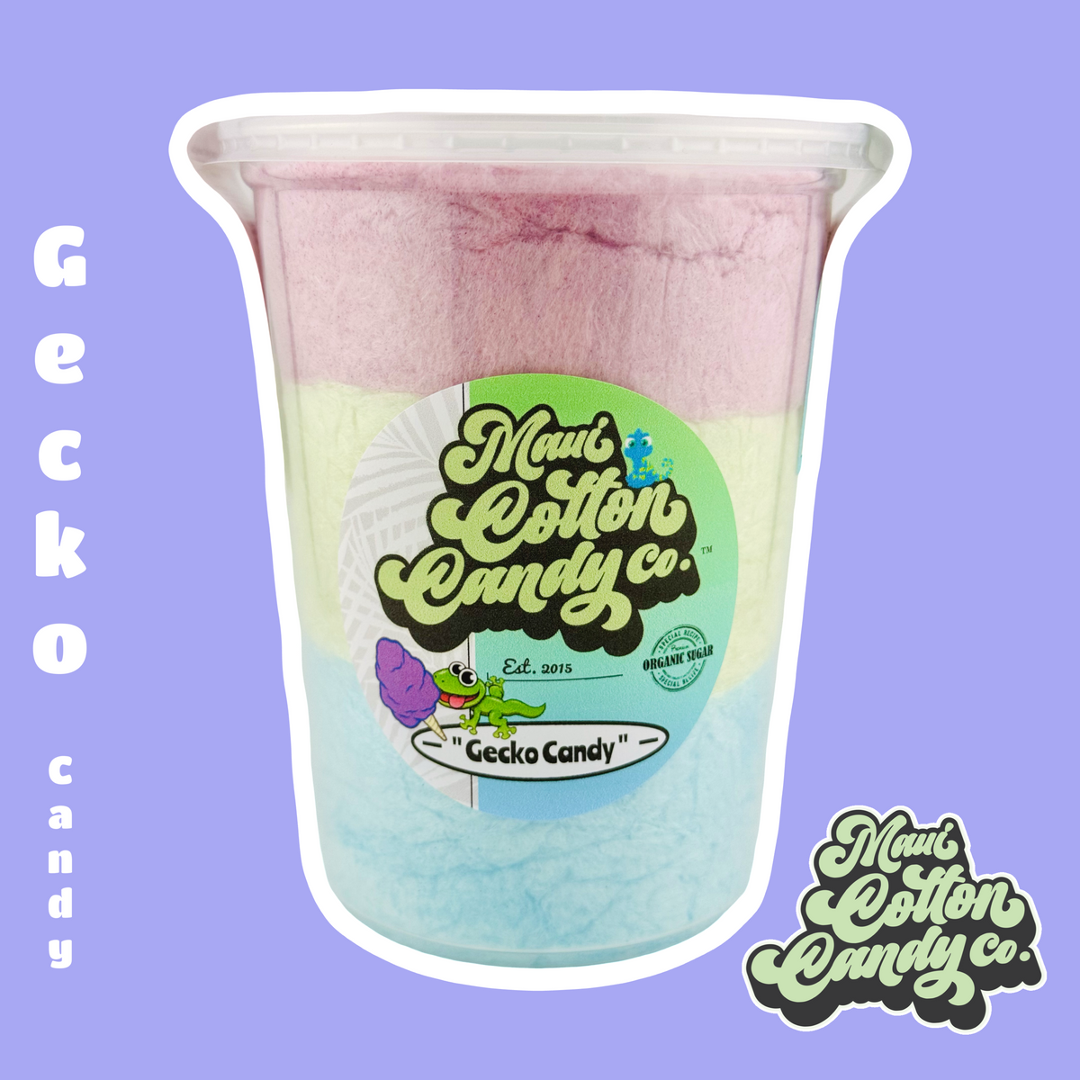 Gecko Candy Cotton Candy - 100% Organic Cane Sugar – Maui Cotton Candy Co.