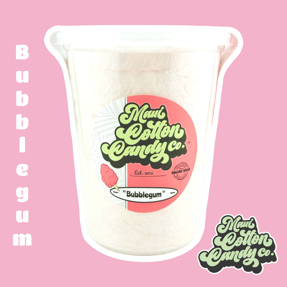 Bubblegum Cotton Candy - 100% Organic Cane Sugar – Maui Cotton Candy Co.